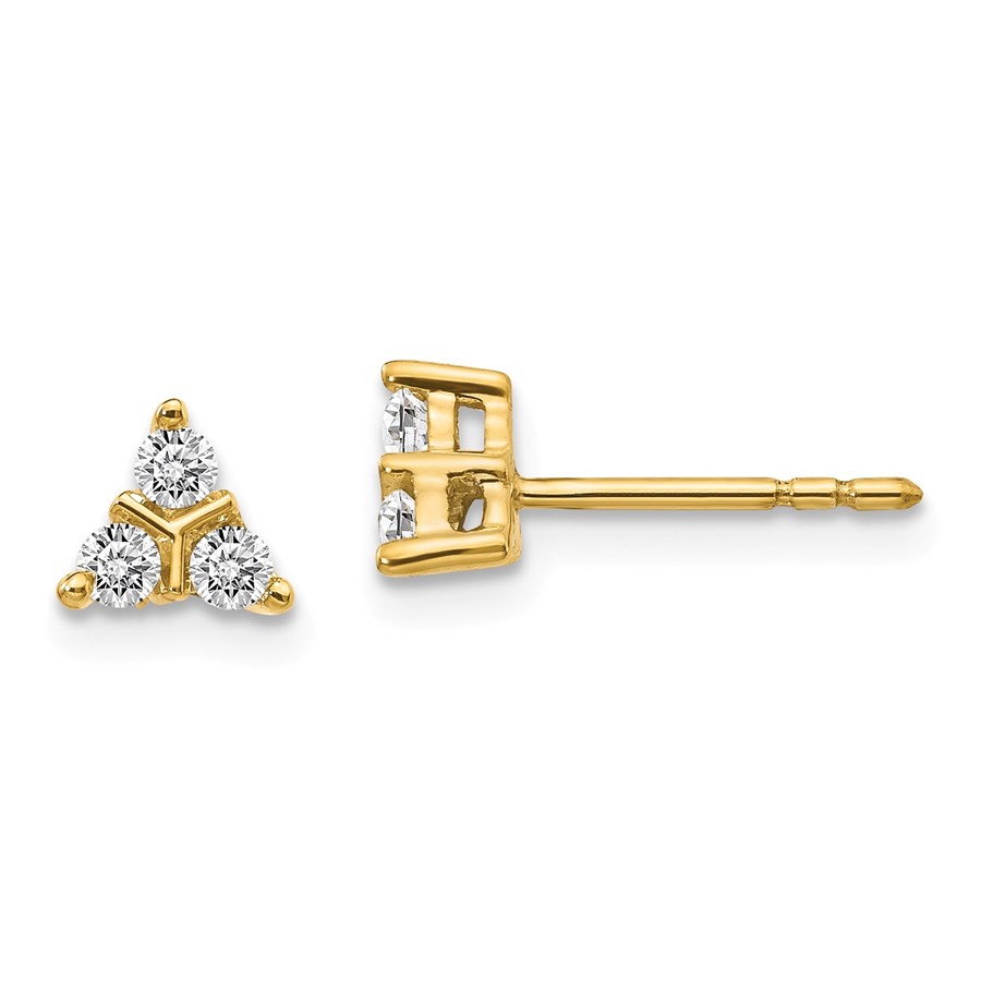 Buy 14k Yellow Gold Diamond Triangle Earrings - 6 mm | APMEX