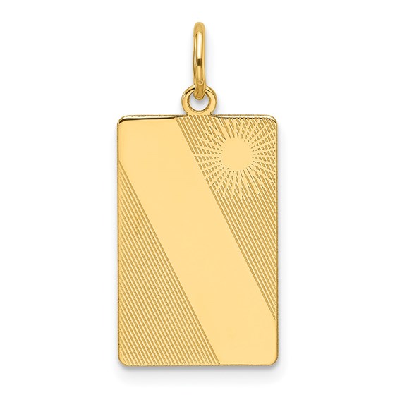 14K Yellow Gold Engravable Dog Tag Disc Charm - 26.5 mm