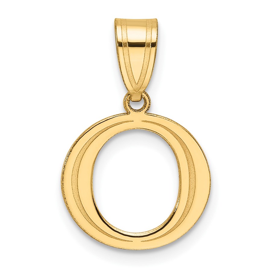 14K Yellow Gold Etched Letter O Initial Pendant - 21 mm