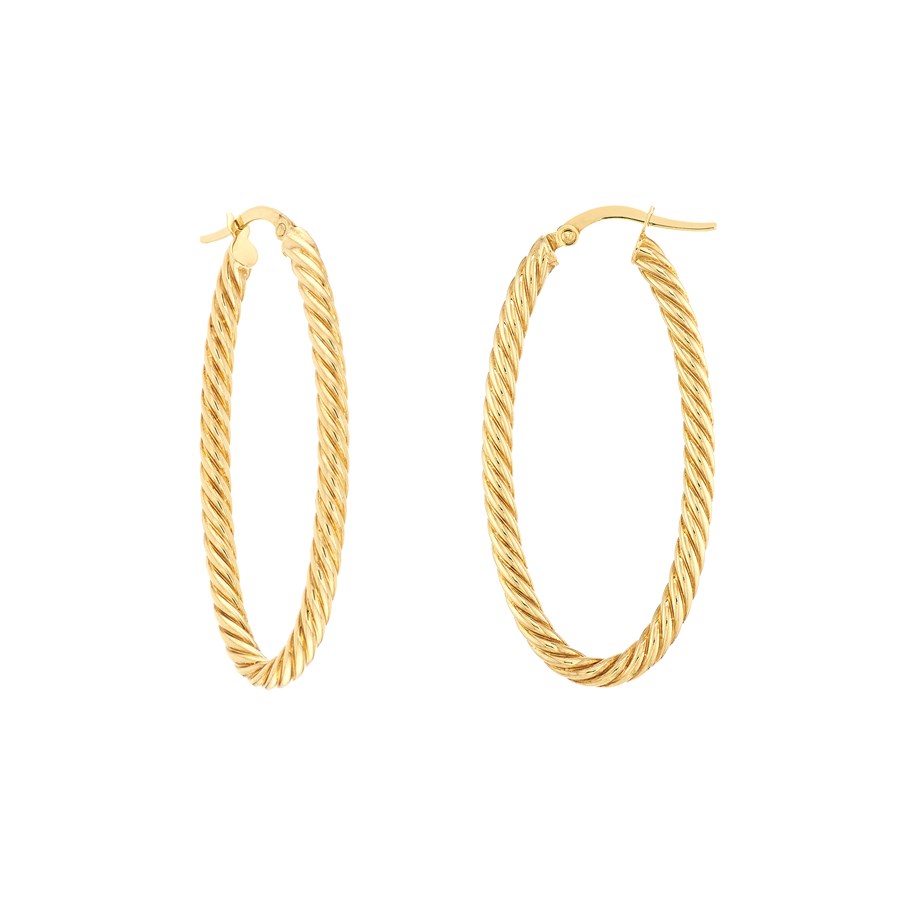Buy 14K Yellow Gold Fancy Oval Hoops | APMEX