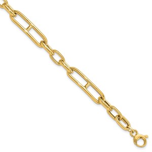 14K Yellow Gold Fancy Paperclip Bracelet - 7.75 in.