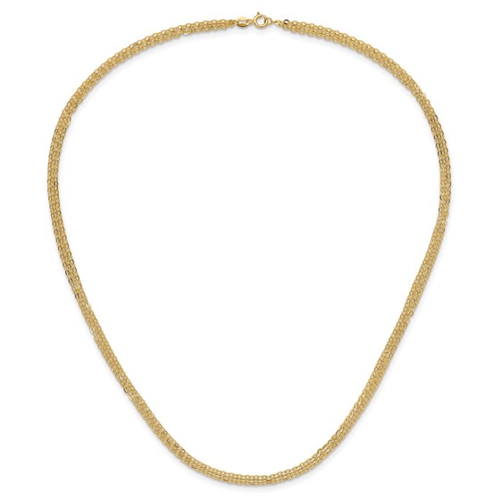 14K Yellow Gold Fancy Triple Cable Chain Necklace - 18 in.
