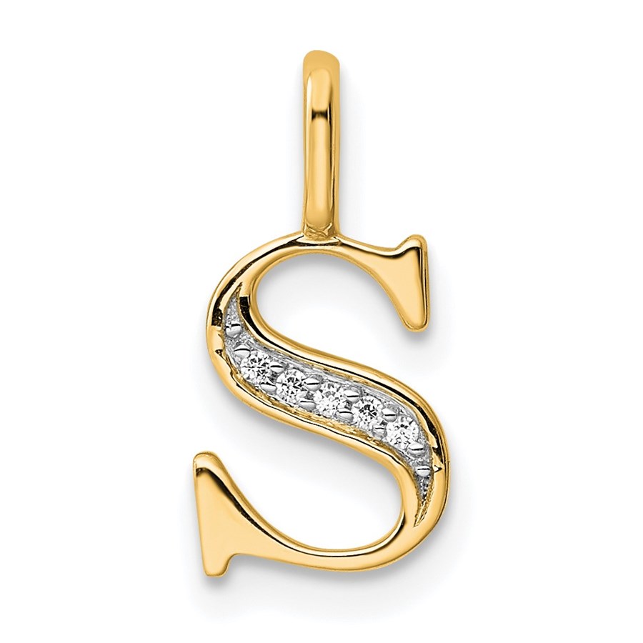 14K Yellow Gold Letter S Initial Pendant - 15.63 mm