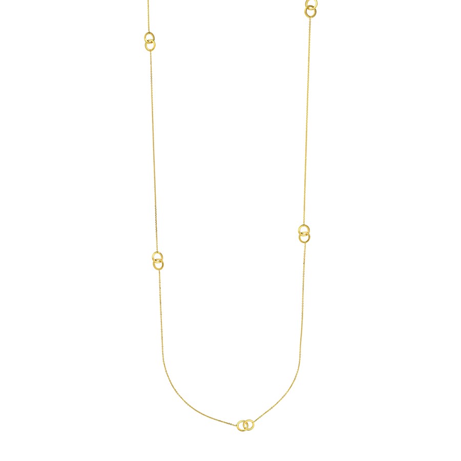 14K Yellow Gold Long Lovely Interlock Circle Necklace - 36 in.