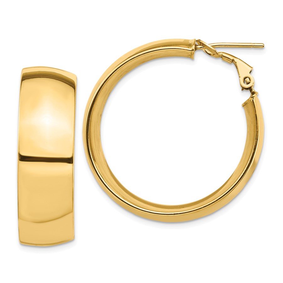 Buy 14k Yellow Gold Omega Back Hoop Earrings - 10x32 mm | APMEX