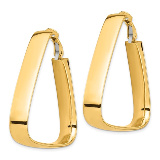 Buy 14k Yellow Gold Omega Back Triangle Hoop Earrings | APMEX