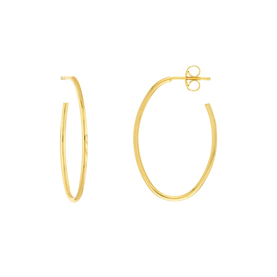 Buy 14K Yellow Gold Oval Shaped Half Hoops | APMEX