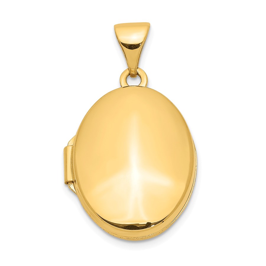 Buy 14k Yellow Gold Plain Polished Oval Locket - 22 mm - 22 mm | APMEX