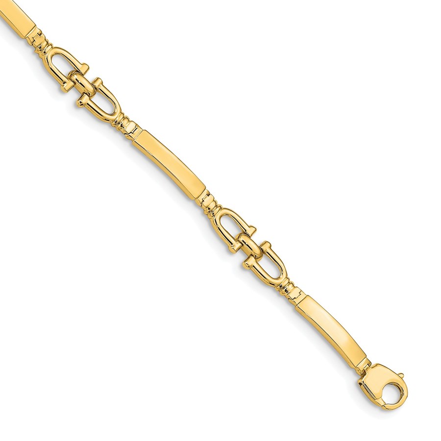 Buy 14k Yellow Gold Polished Bar & Stirrup Link Bracelet - 7.25 in. | APMEX