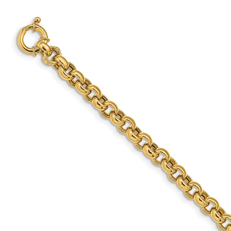 Buy 14k Yellow Gold Polished Fancy Rolo Link Bracelet - 7.5 in. | APMEX