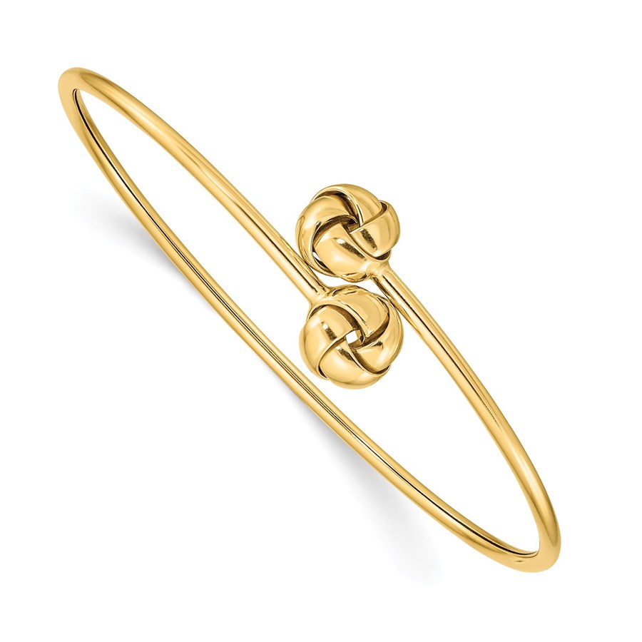 Buy 14k Yellow Gold Polished Love Knot Flexible Bangle | APMEX