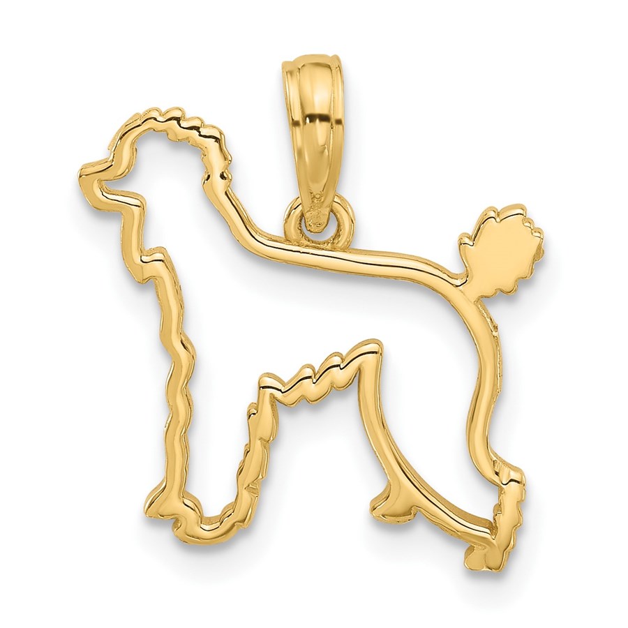 14K Yellow Gold Poodle Dog Outline Charm - 18.8 mm