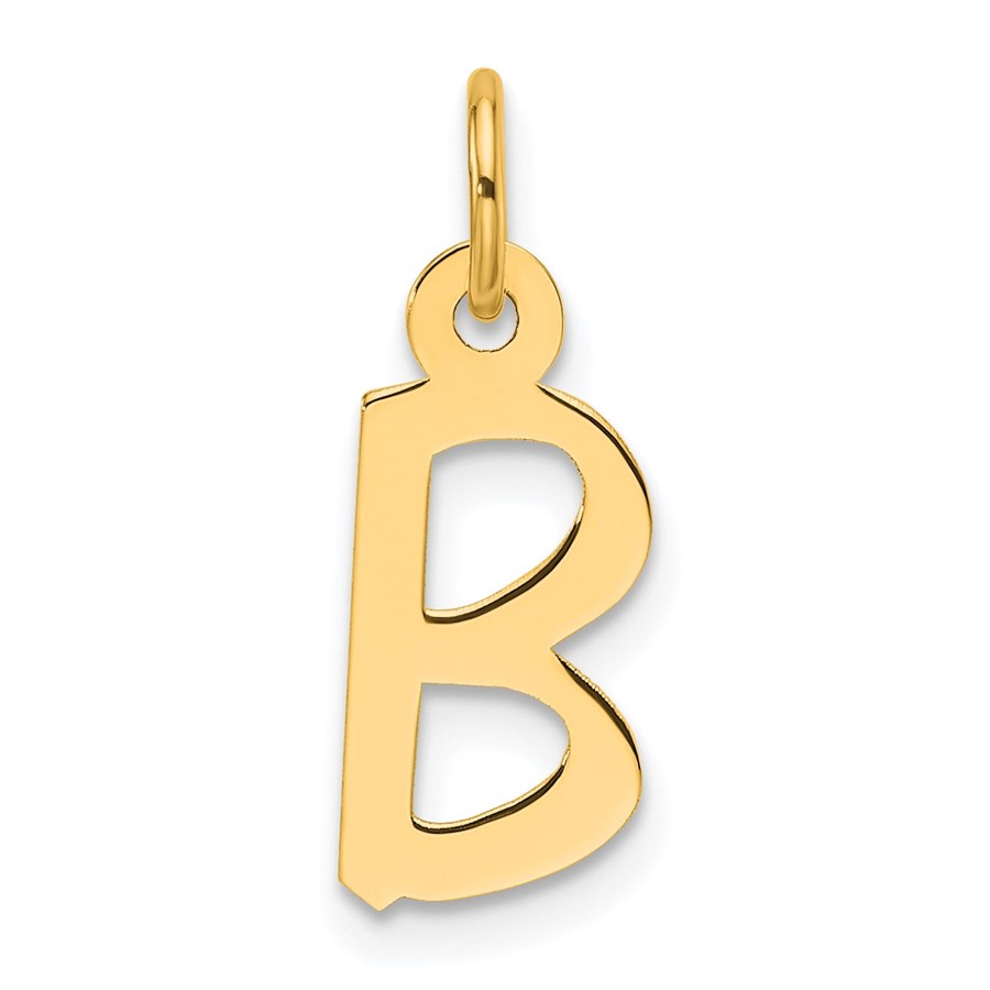 14K Yellow Gold Slanted Block Letter B Initial Charm - 18.9 mm