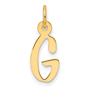 14K Yellow Gold Slanted Block Letter G Initial Charm - 18.7 mm