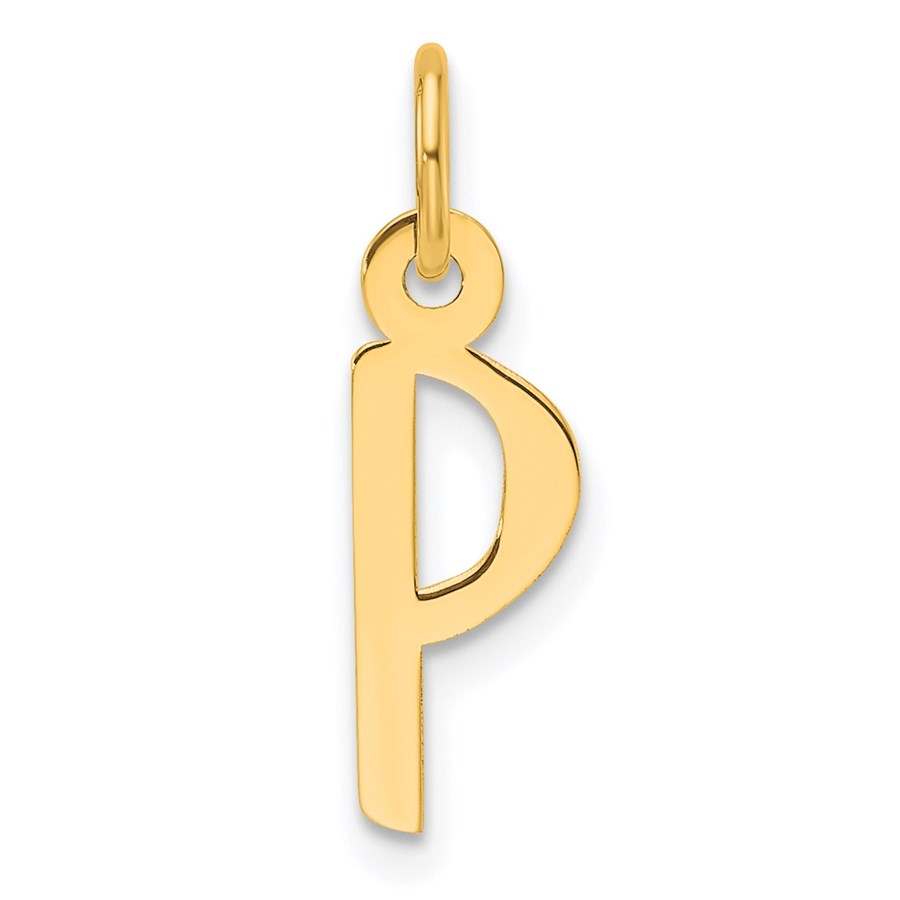14K Yellow Gold Slanted Block Letter P Initial Charm - 18.7 mm