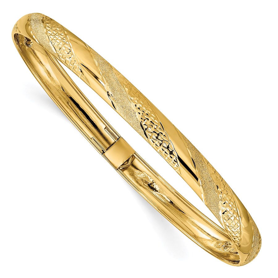 Buy 14k Yellow Gold Twisted Diamond Cut Flexible Bangle | APMEX
