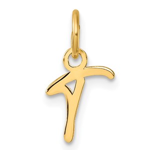 14K Yellow Gold Uppercase Letter T Initial Charm - 15.2 mm