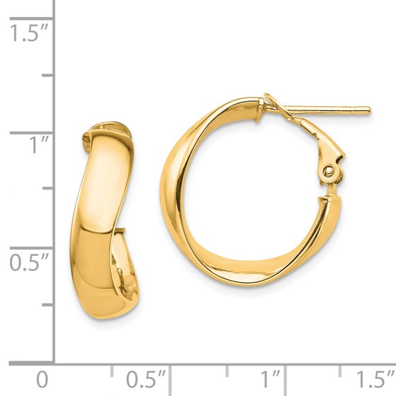 Buy 14k Yellow Gold Wavy Omega Back Hoop Earrings - 5x19 mm | APMEX