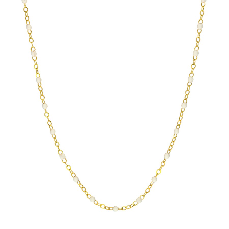 14K Yellow Gold White Enamel Double Curb Chain - 18 in.