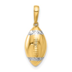 14K Yellow & Rhodium D/C 3D Football Pendant - 22 mm