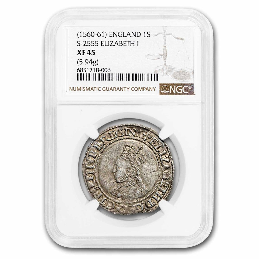 (1560-1561) England Silver Shilling Elizabeth I XF-45 NGC