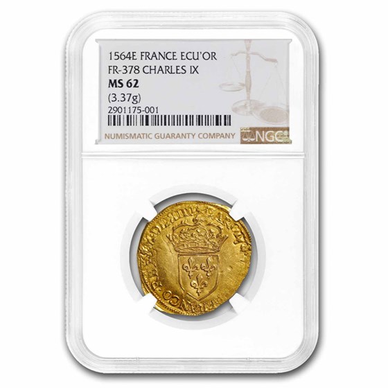 Buy 1564E France Gold Ecu d'Or Charles IX MS-62 NGC | APMEX