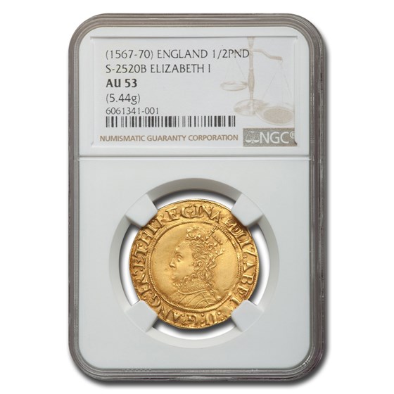 Buy 1567-70 Great Britain Gold 1/2 Pound Elizabeth I AU-53 NGC | APMEX