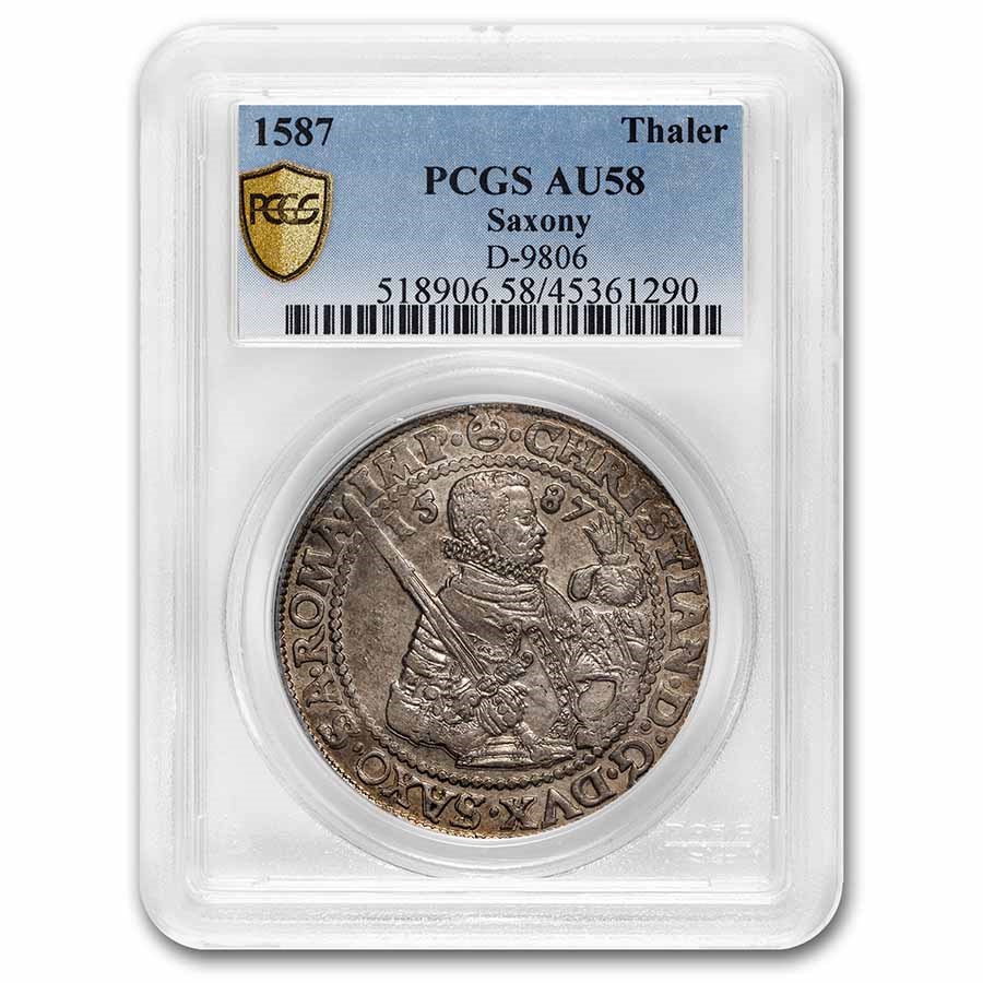 Buy 1587 German States Saxony Silver Thaler AU-58 PCGS | APMEX