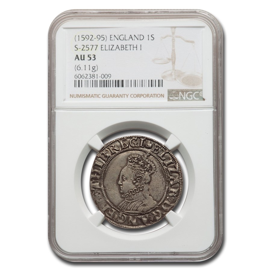 Buy 1592-95 Great Britain Silver Shilling Elizabeth I AU-53 NGC | APMEX