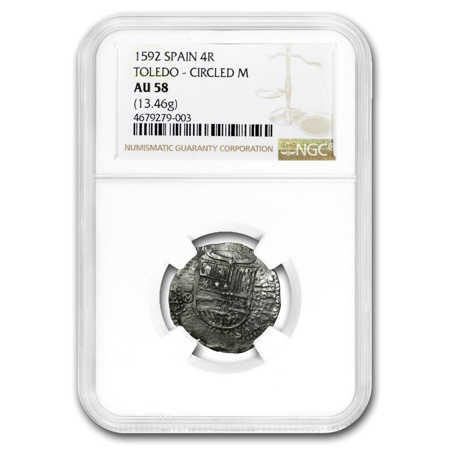 Buy 1592 Spain (Toledo) Silver 4 Reales Cob Phillip II AU-58 NGC | APMEX