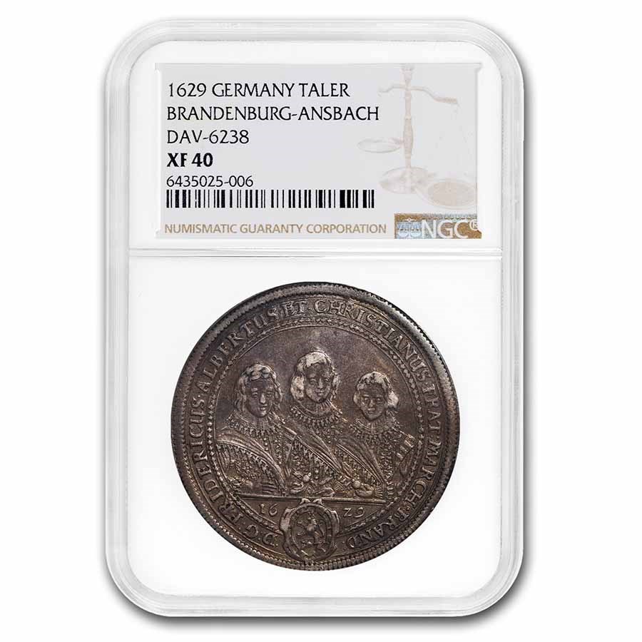 Buy 1629 German State Brandenburg-Ansbach Silver Thaler XF-40 NGC | APMEX