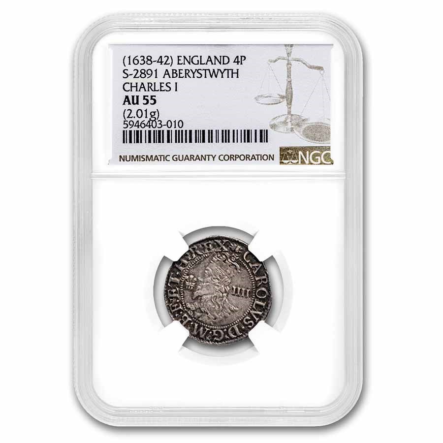 Buy (1638-1642) England Silver 4 Pence Charles I AU-55 NGC | APMEX