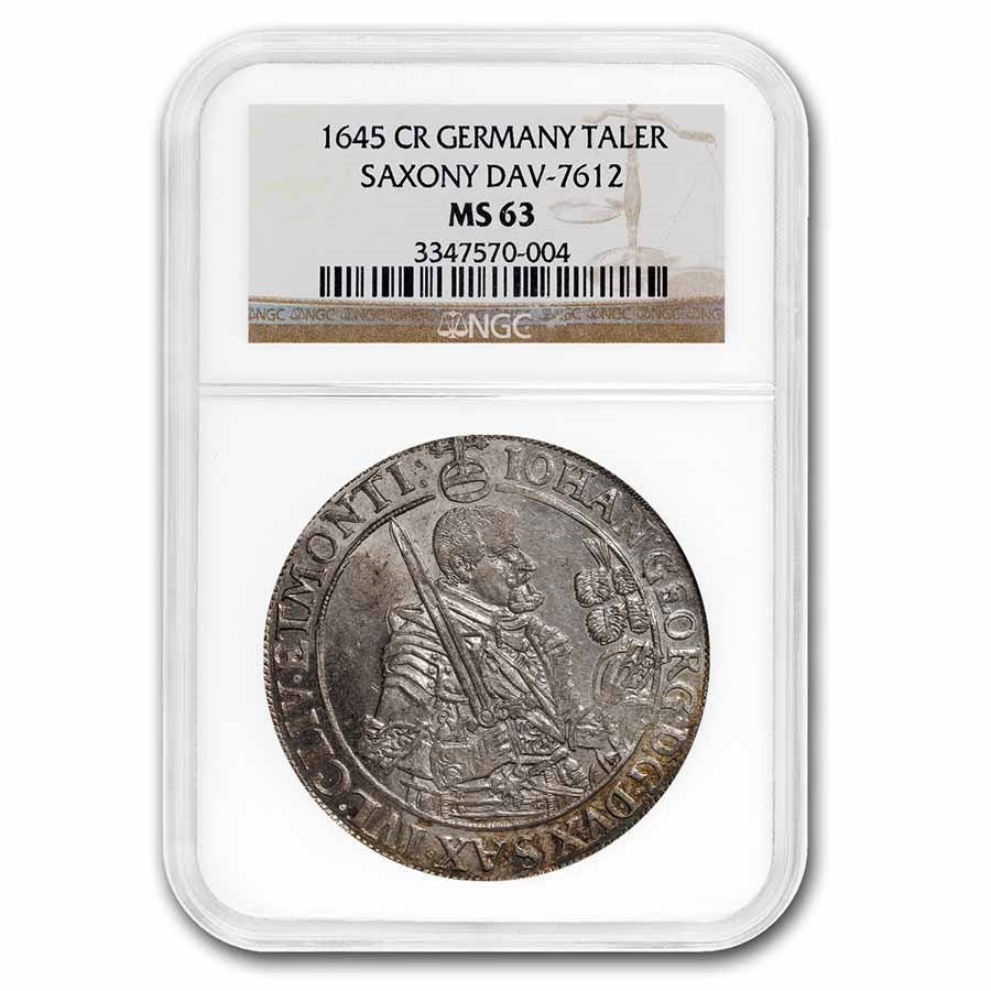 Buy 1645 German States Saxony Silver Thaler Georg I MS-63 NGC | APMEX