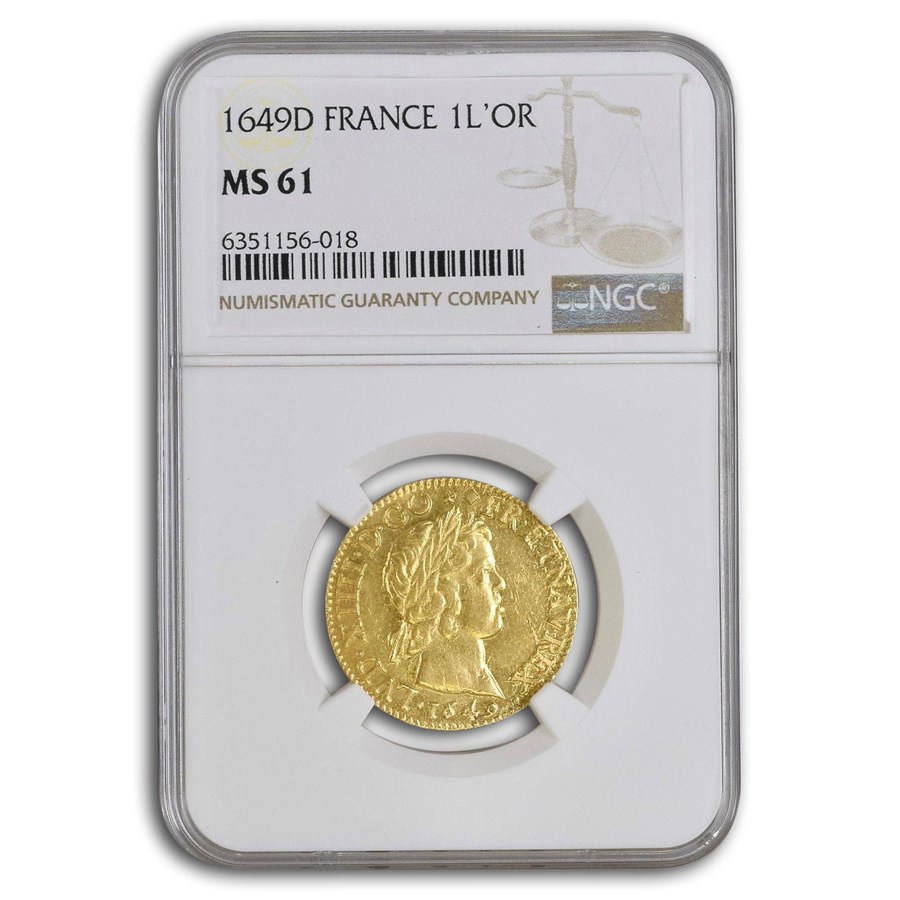 Buy 1649-D France Gold Louis d'Or Louis XIV MS-61 NGC | APMEX