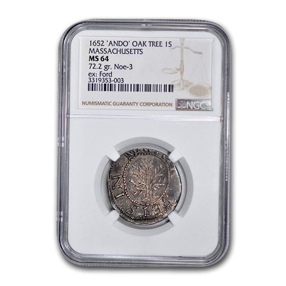 Buy 1652 Oak Tree Shilling MS-64 NGC (ANDO Variety) | APMEX