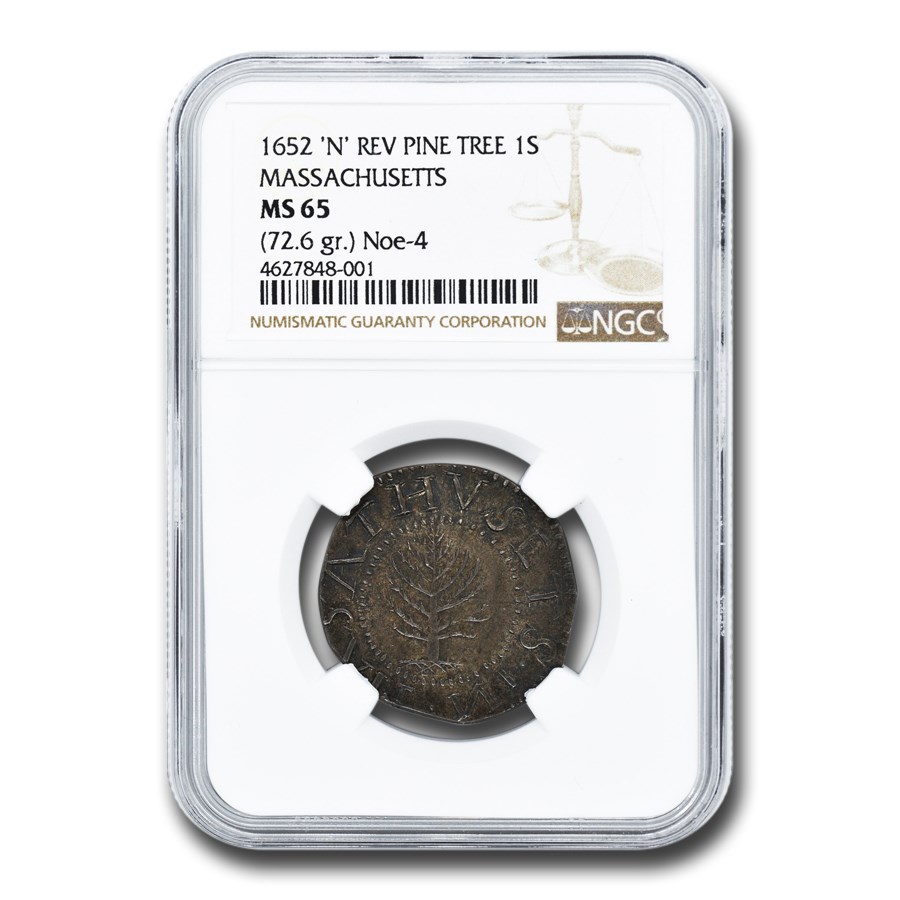 Buy 1652 Pine Tree Shilling Massachusetts MS-65 NGC | APMEX