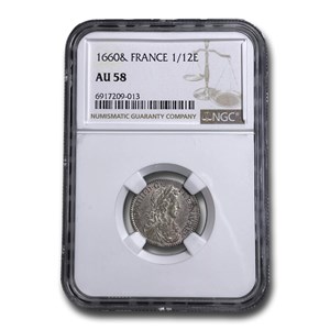 1660-& France Silver 1/12 Ecu Louis XIV AU-58 NGC