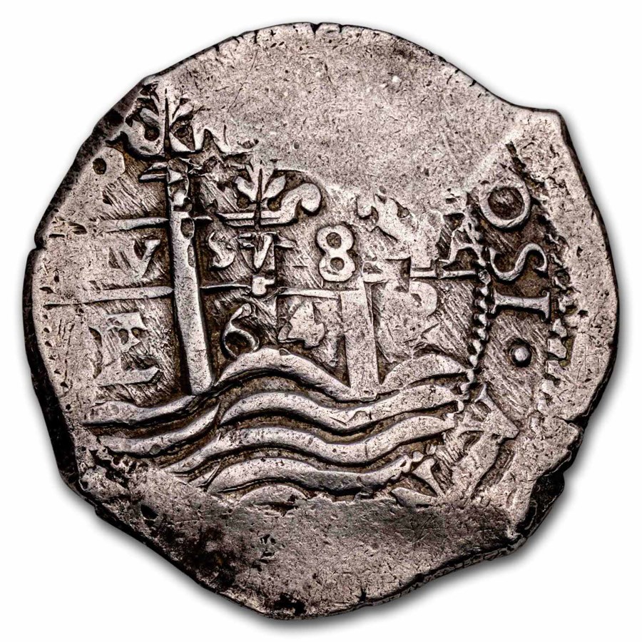 1664 Bolivia Silver 8 Reales Cob Philip IV XF