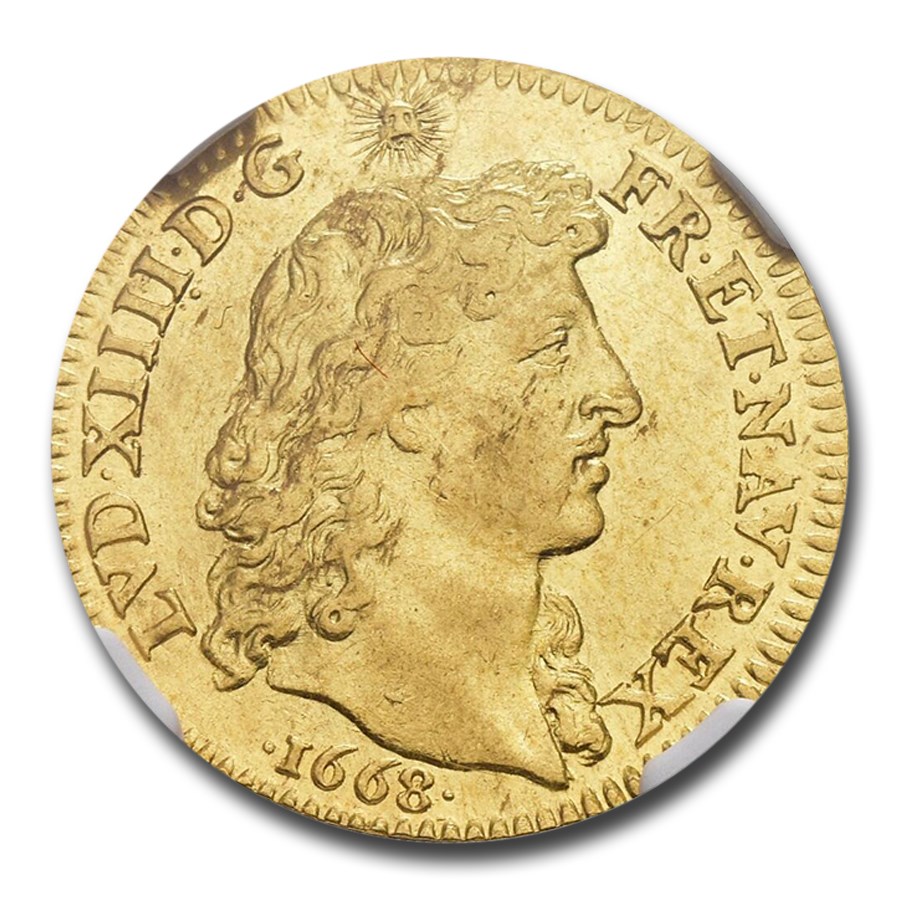Buy 1668-A France Gold Louis d'Or Louis XIV AU-58 NGC | APMEX