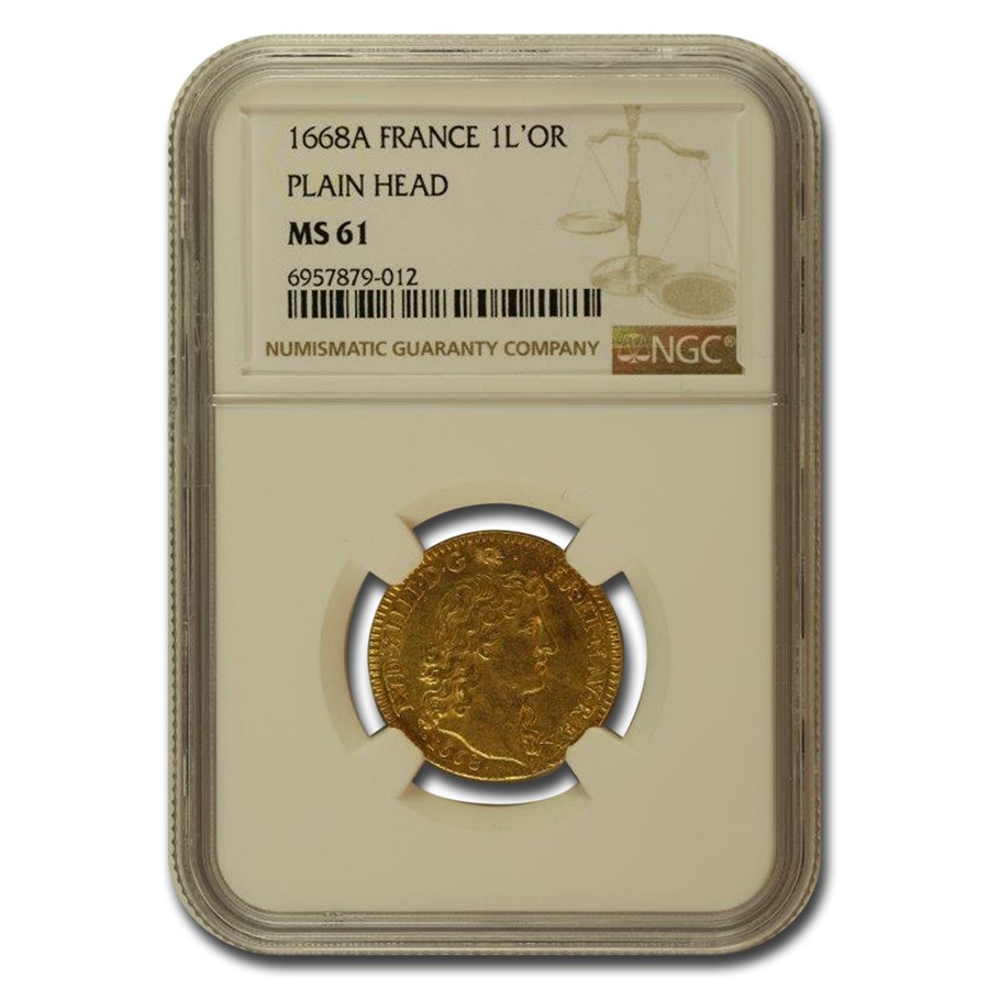 1668-A France Gold Louis d'Or Louis XIV MS-61 NGC