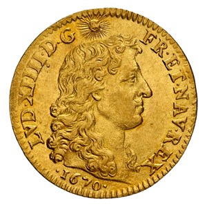 1670-A France Gold Louis d'Or Louis XIV MS-62 NGC