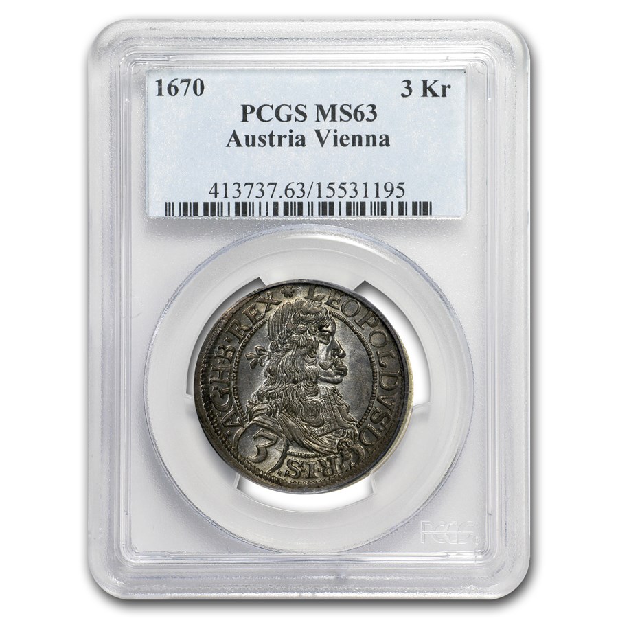 Buy 1670 Austria Silver 3 Kreuzer Vienna MS-63 PCGS | APMEX