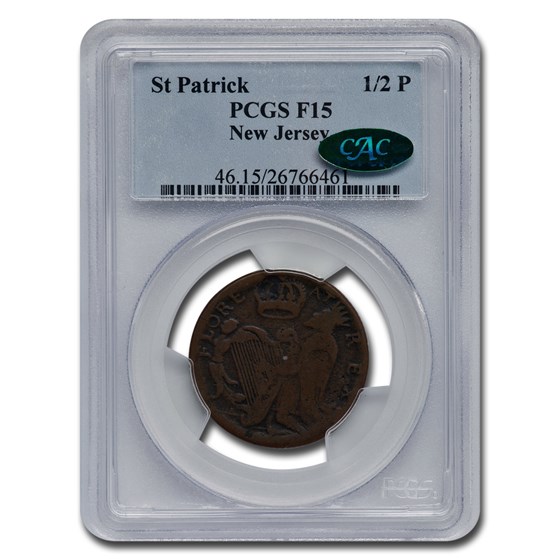 Buy (1670) St. Patrick New Jersey Copper Half Pence Fine-15 PCGS CAC ...