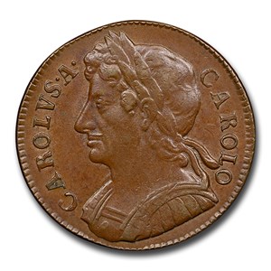 1673 Great Britain Half Penny Charles II MS-62 NGC (Brown)