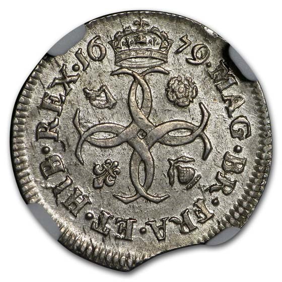 Buy 1679 Silver 4 Pence Charles II AU-58 NGC | APMEX