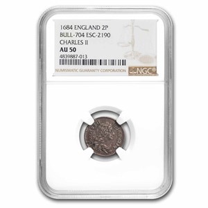 Buy 1684 Great Britain Silver 2 Pence Charles II AU-50 NGC | APMEX