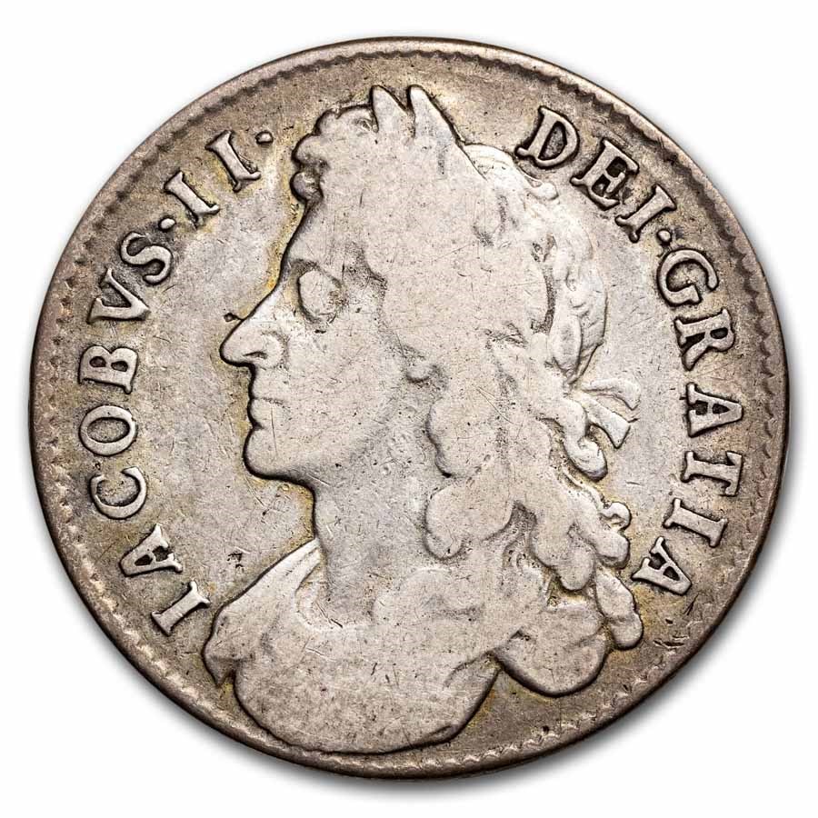 1685 Great Britain Silver Halfcrown James II VF