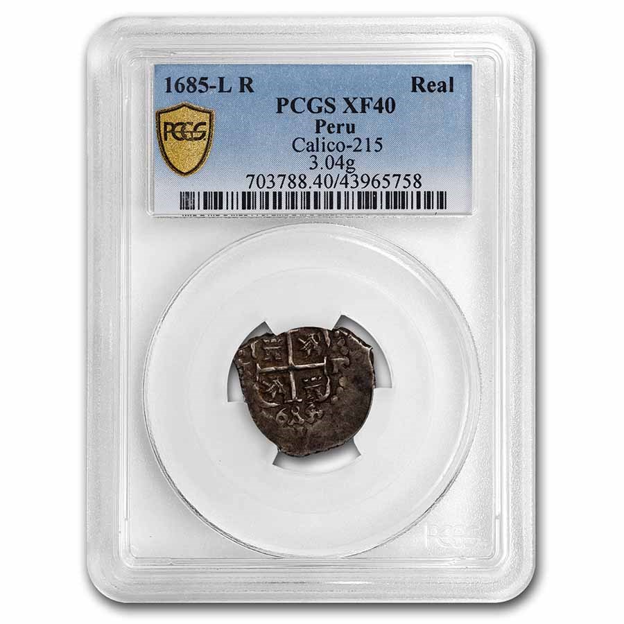 Buy 1685-L R Peru Silver Cob Real XF-40 PCGS (Calico-215) | APMEX