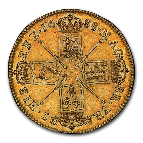 Buy 1688 Great Britain Gold Five Guineas James II AU-55 NGC | APMEX