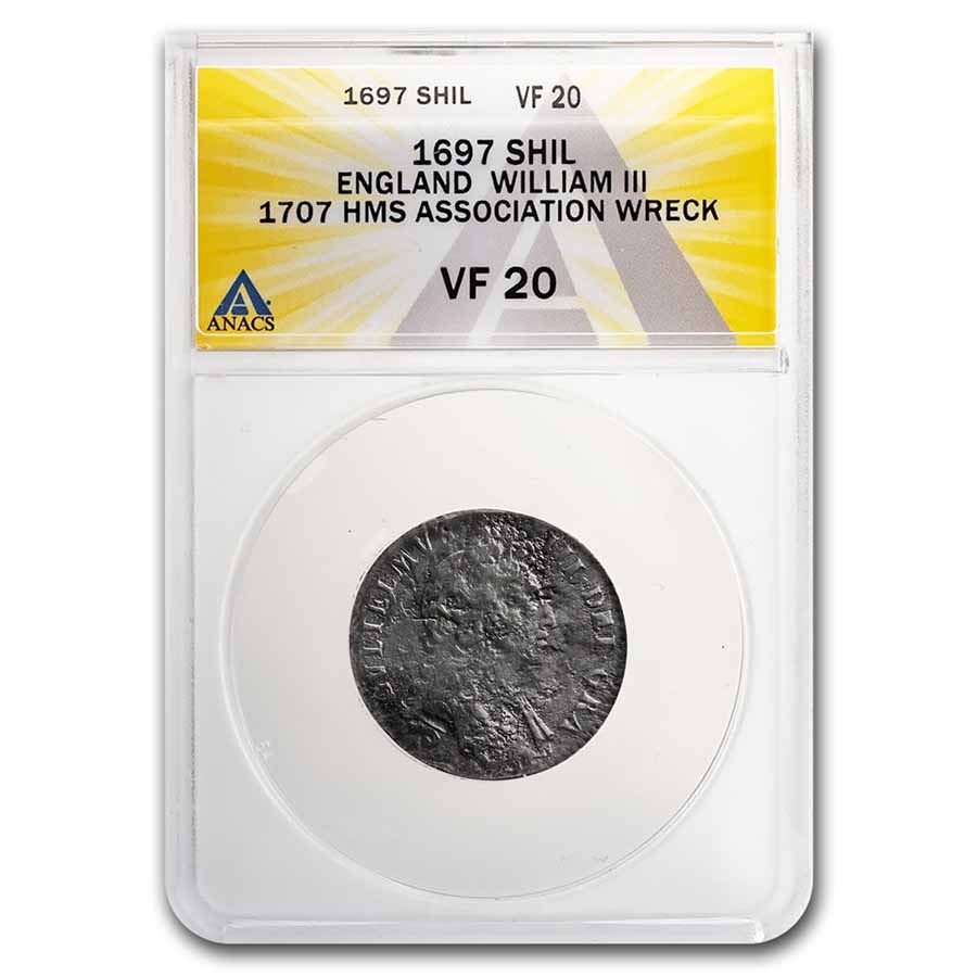 Buy 1697 England AR Shilling VF-20 ANACS (HMS Association Shipwreck ...